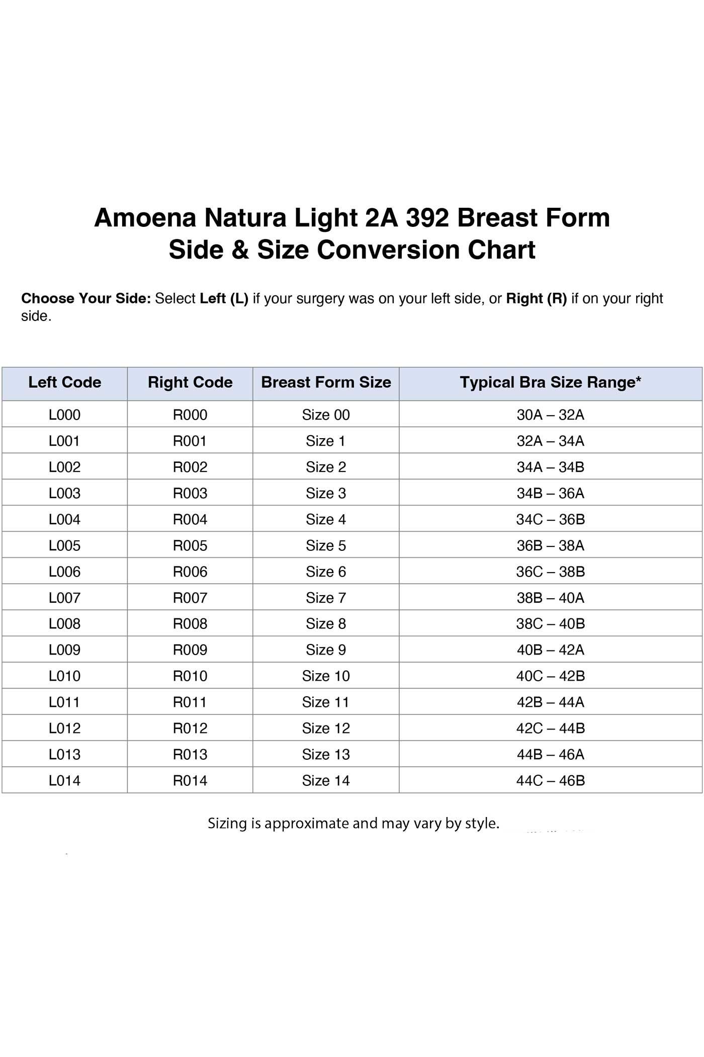 Natura Light 2A #392 by Amoena | Lightweight Asymmetrical Silicone ...