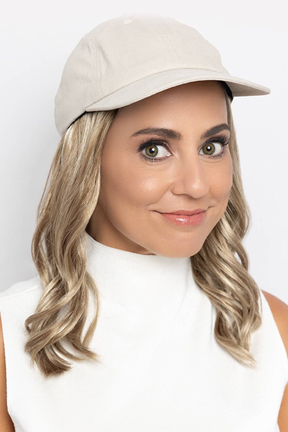 Baseball Hat with Hair: 8280 Wavy Hat Beige by Henry Margu