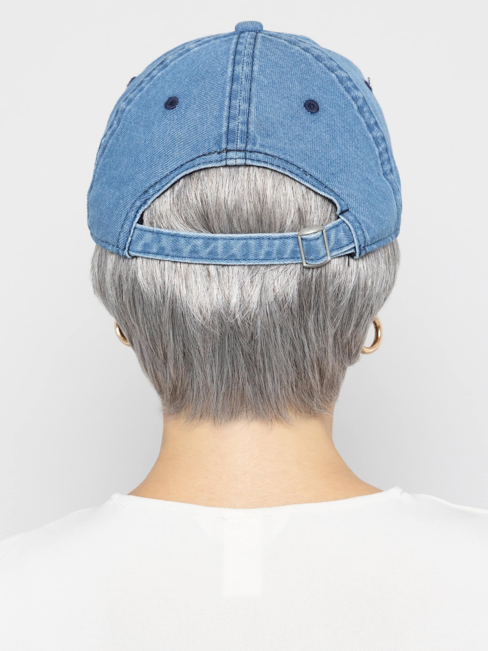 Denim Tapered Hat by Henry Margu | Short Pixie Hat with Hair