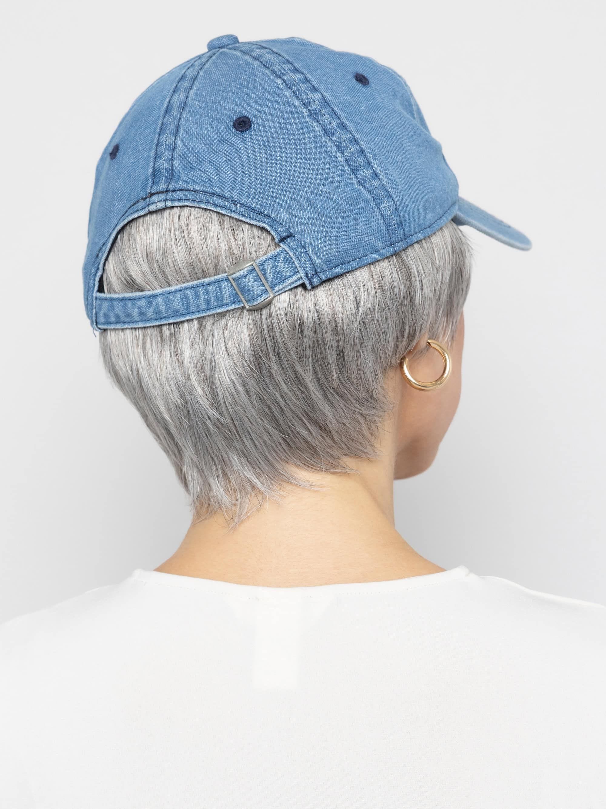 Denim Tapered Hat by Henry Margu | Short Pixie Hat with Hair