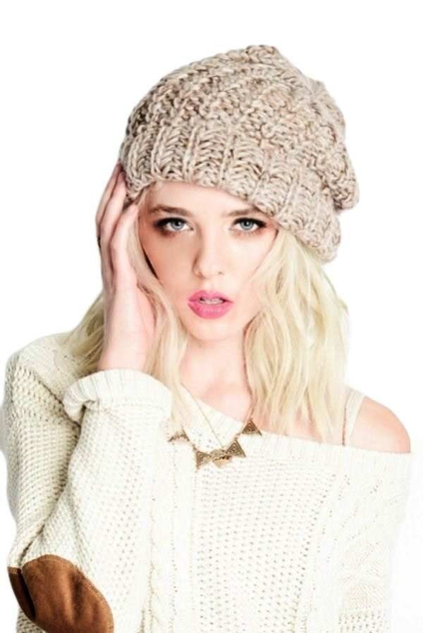 Chunky Knit Slouchy Beanie | Fall & Winter Beanie Caps