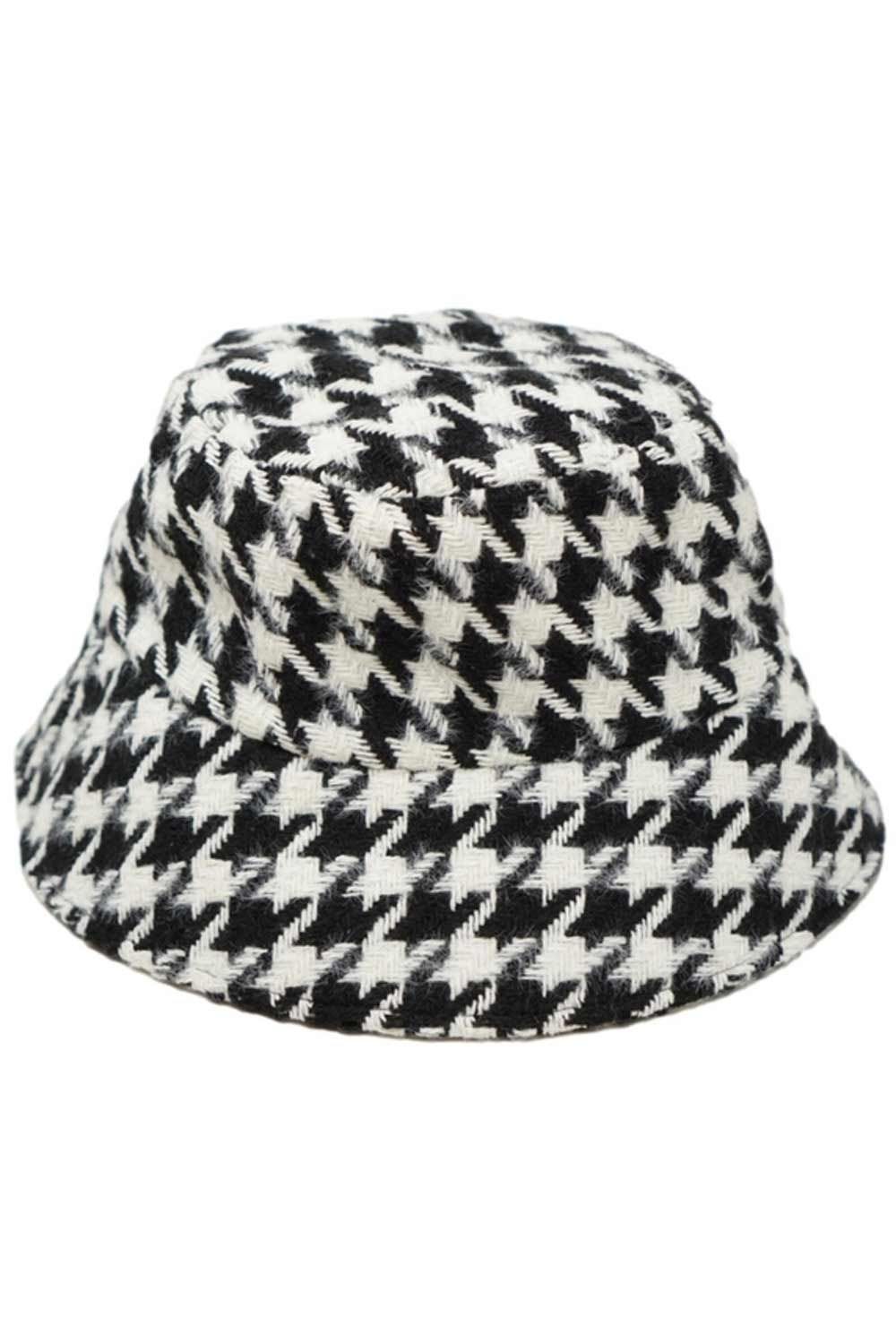 Cozy Houndstooth Textured Bucket Hat | Fall/Winter Bucket Hats for Women