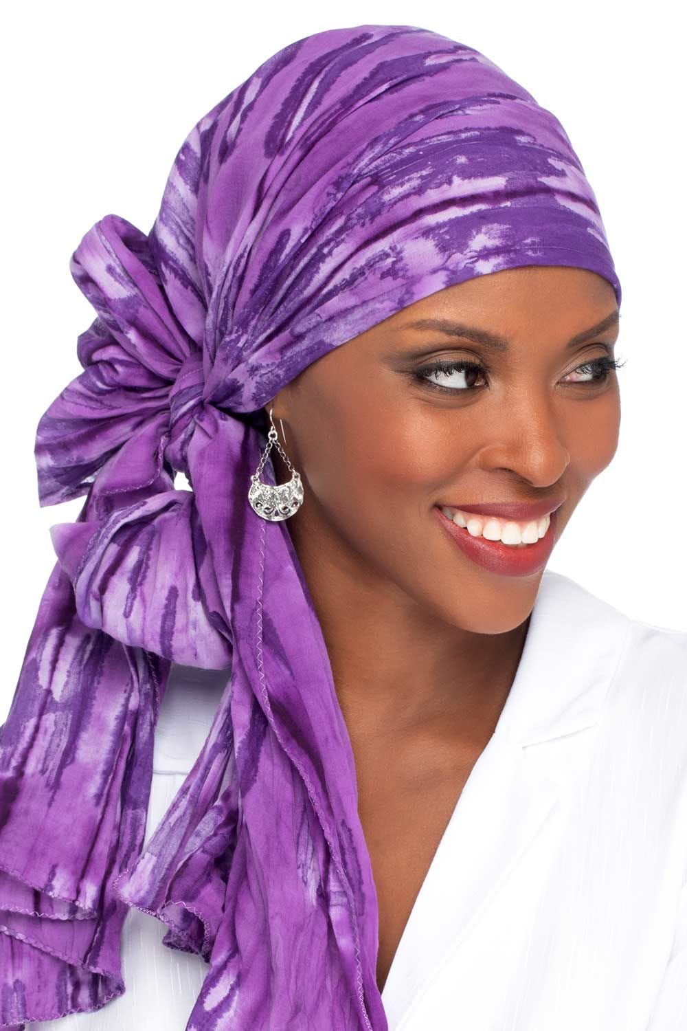 100% Cotton Long Rectangle Tie Dye Head Scarf for Women