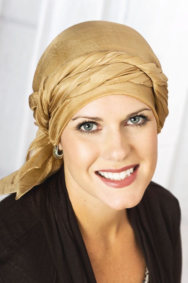 Oblong Solid Silk Head Scarf - Cancer Scarves