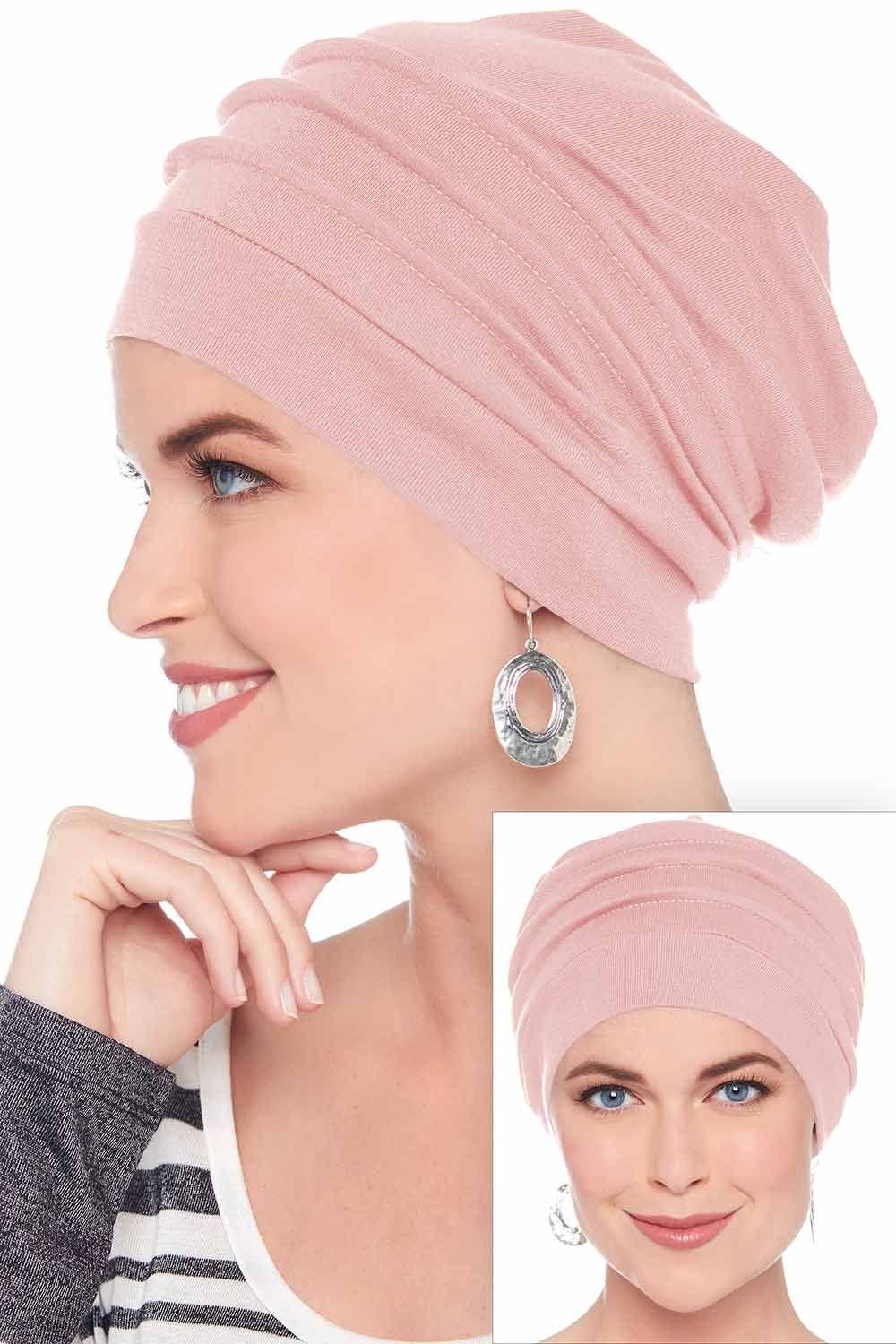 Slouchy Beanie | Snood Hat | Cotton Slouchy Snood Hat - Pink Blush