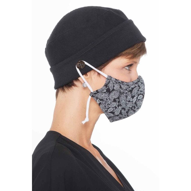 Face Mask Holder Button Beanie | Unisex Parkhurst Cotton Knit Cap