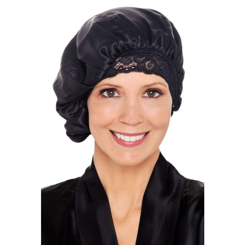 Lacey Satin Sleep Bonnet | Luxury Sleeping Caps