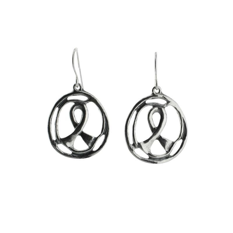 Sterling Silver Cancer Ribbon Earrings | Breast Cancer Awareness Ribbon ...