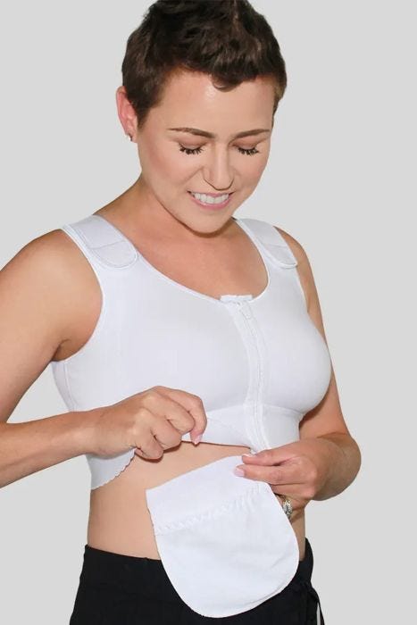 ABC 519 Compression Bra | Post-Surgical Pocketed Front-Close Mastectomy Bra