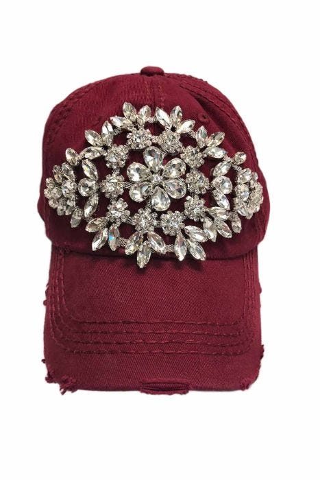 Crystal Glitz Distressed Baseball Cap