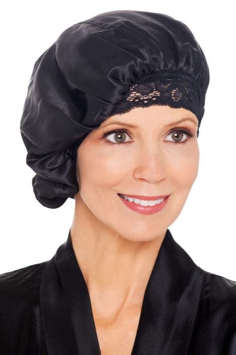Lacey Satin Sleep Bonnet | Luxury Sleeping Caps