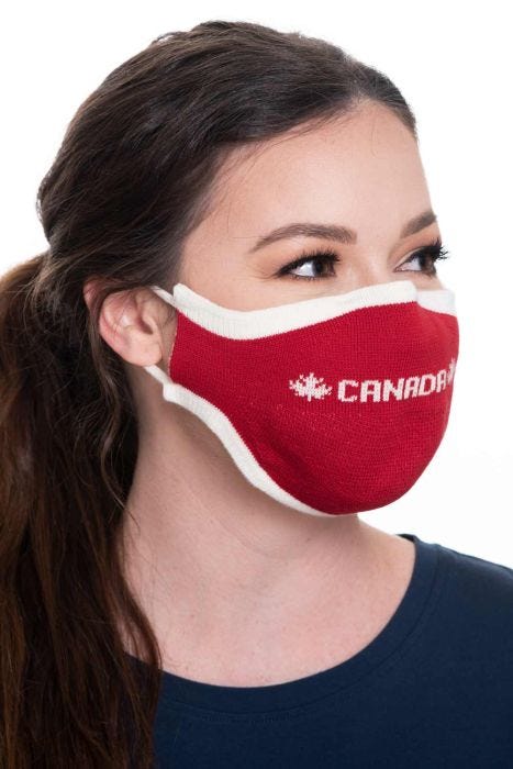 Canadian Flag and Solid Knitted Cotton Face Mask by Parkhurst
