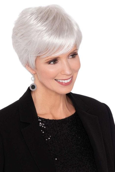 Nova by Cardani Wigs | Textured Pixie Wig with Bangs | Grey Wigs