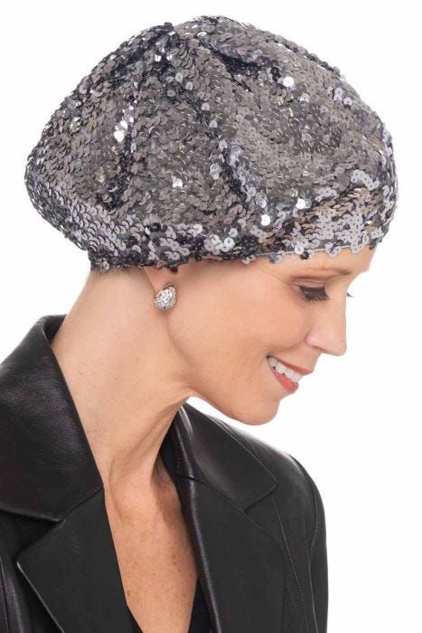 Hadley Sequined Silver Beret Hat | Stylish Berets for Women
