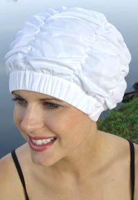 Shirred Shower Hat | Shower Bonnet | White Shower Cap