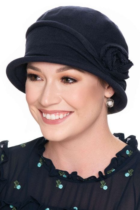 Cotton Knit Rosette Cloche | All Cotton Hats for Women