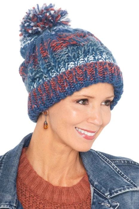 Marled Cable Knit Pom-Pom Beanie | Fun Winter Beanies for Women